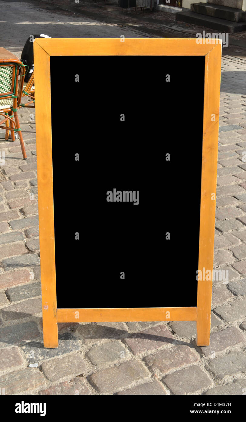 Empty menu board standing on the street Stock Photo - Alamy