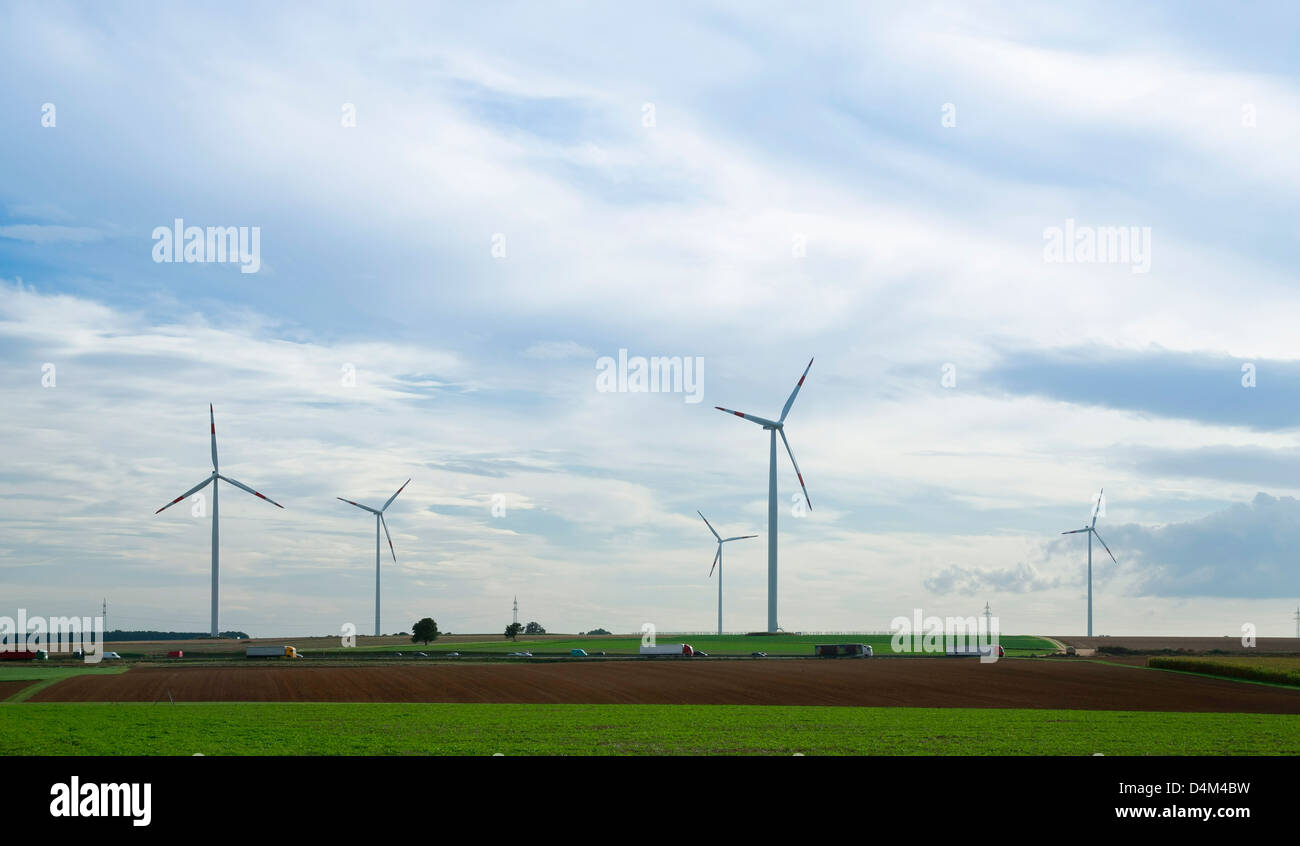 Wind turbines in rural landscape Stock Photo - Alamy