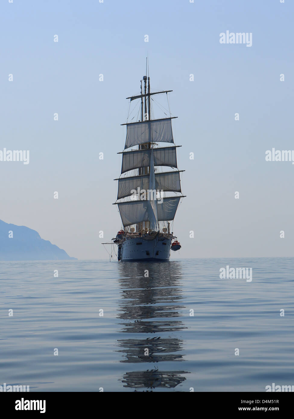 The barquentine Star Clipper lying off Mount Athos in Greece Stock ...