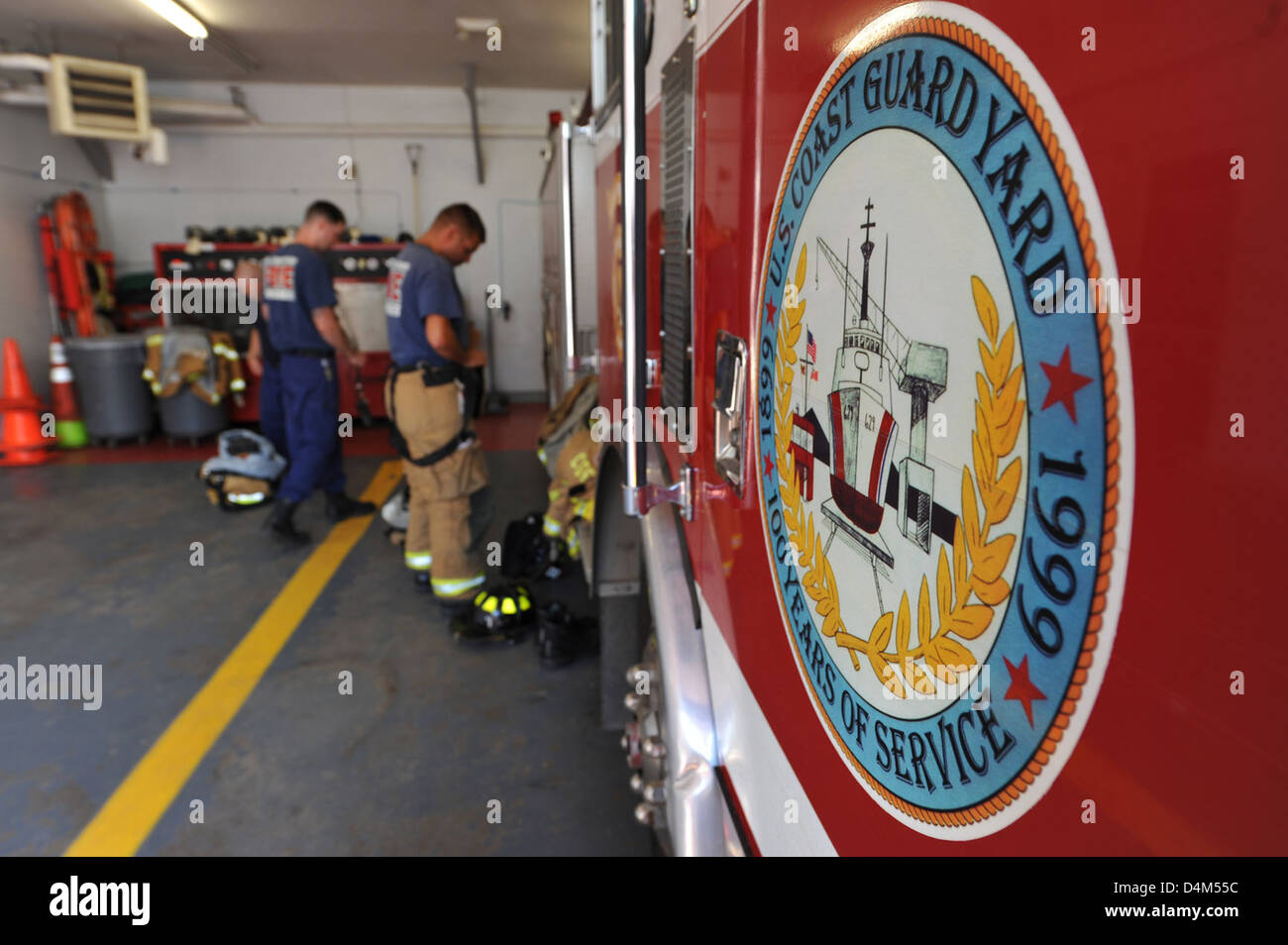 The U.S. Coast Guard conducted a fire drill at the Coast Guard Yard in ...