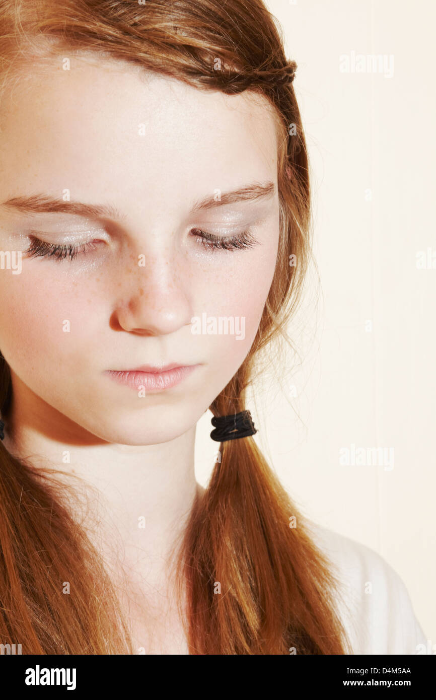 Close up of girls serious face Stock Photo - Alamy