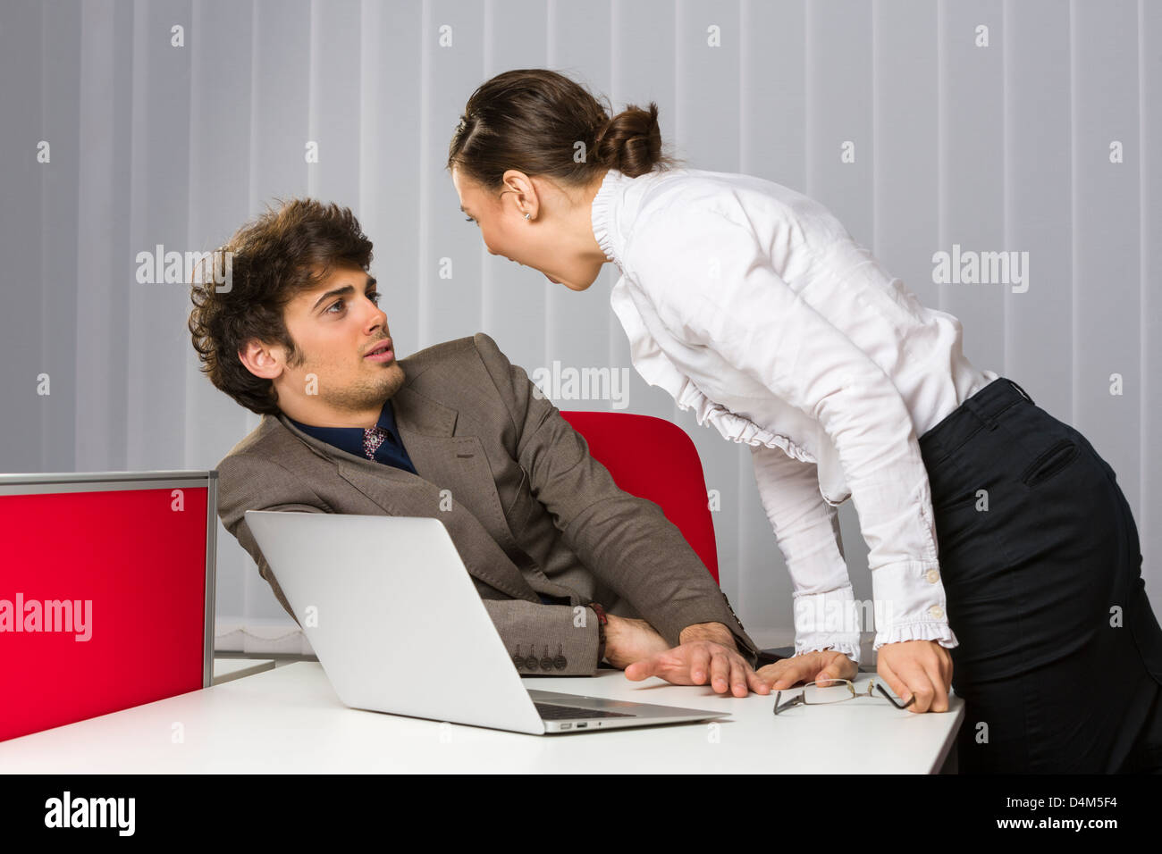 Furious woman executive yelling at her culpable employee at work Stock ...