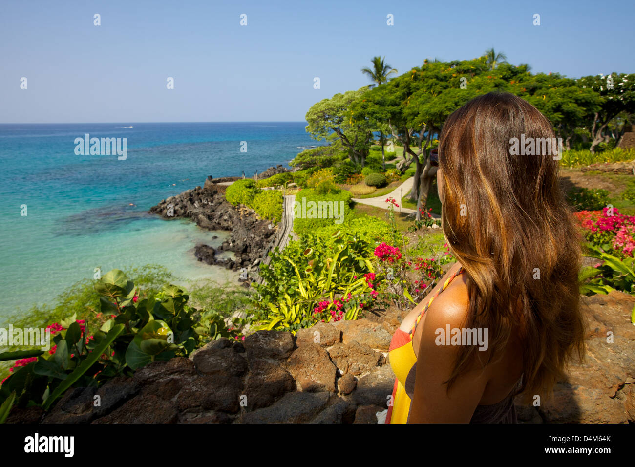 The ocean off the Mauna Kea Resort on the Big Island of Hawaii Stock ...