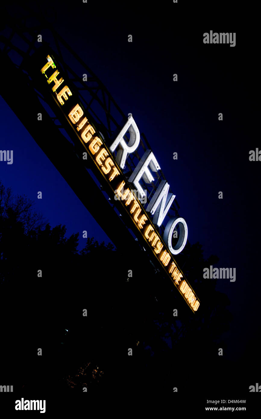 Commercial Sign Illuminated With Neon Lights, Reno, Nevada, USA Stock ...