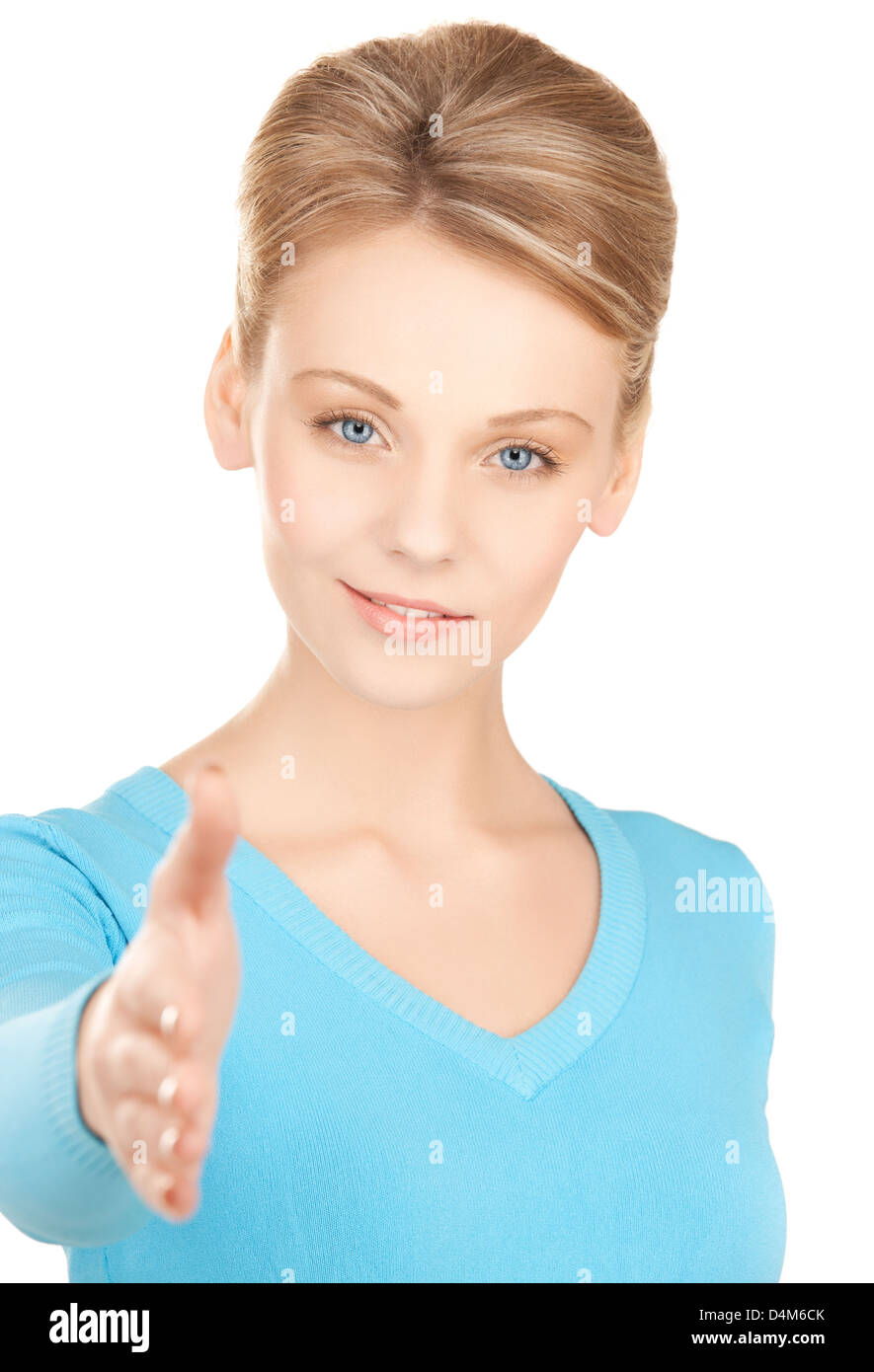 woman with an open hand ready for handshake Stock Photo - Alamy