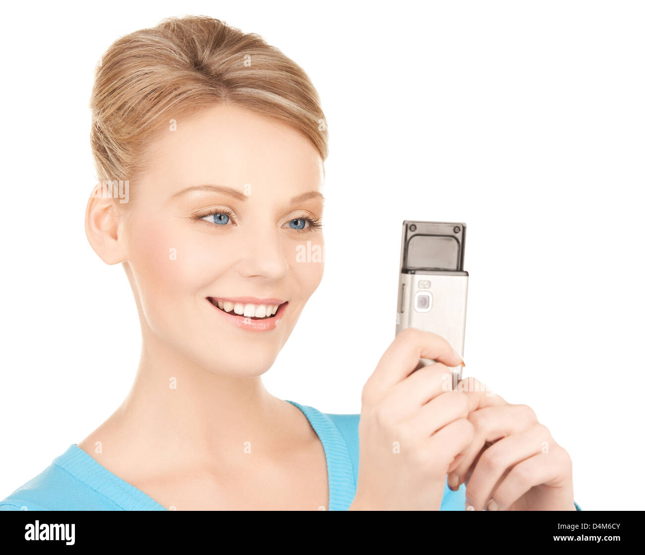 woman with cell phone Stock Photo - Alamy