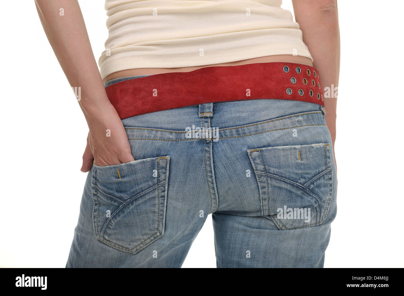 Woman in jeans backview Stock Photo - Alamy