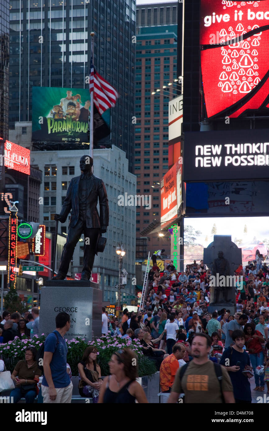 Statue of George M. Cohan, known as "the man who owned Broadway", he is ...