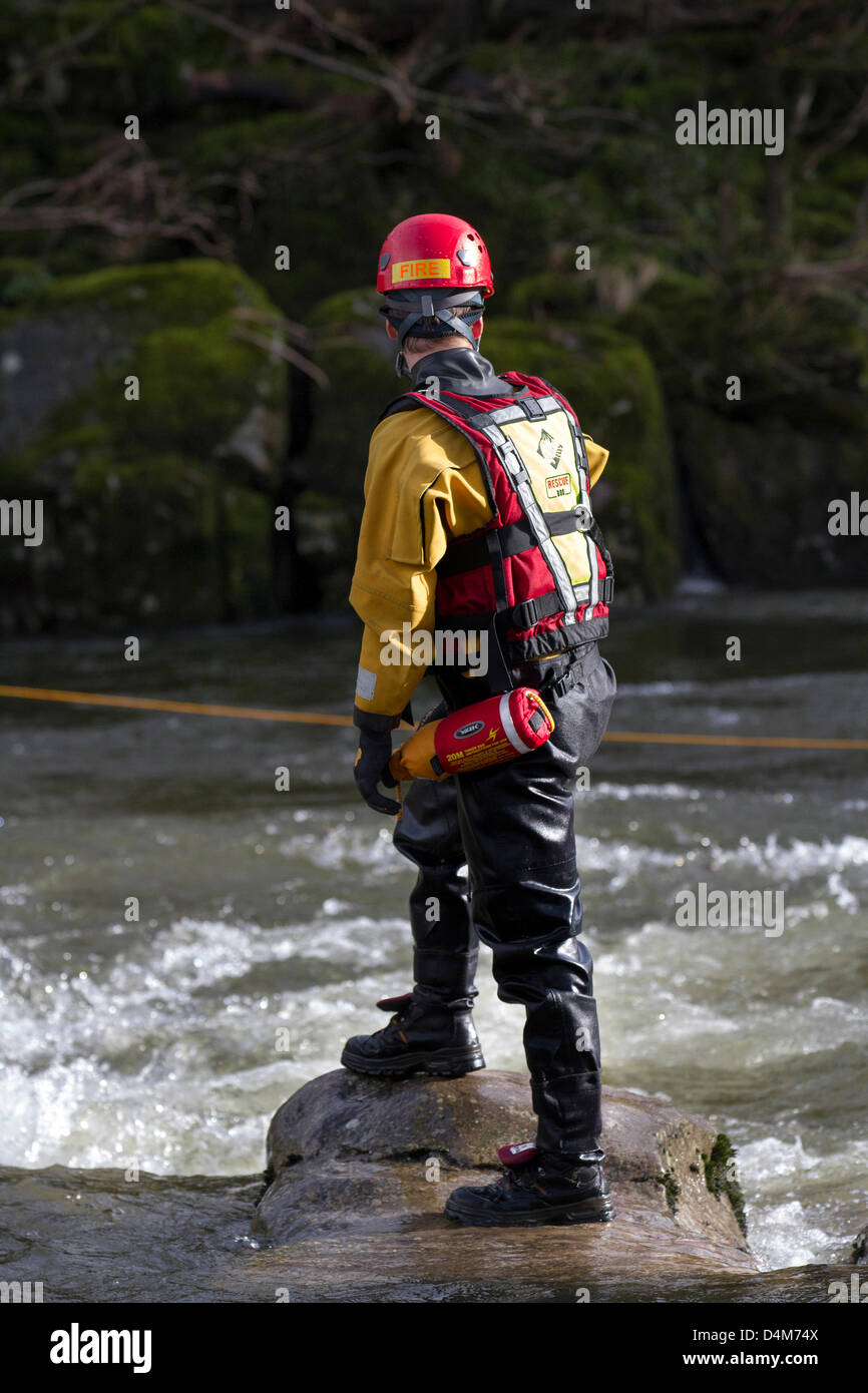 Swiftwater and Flood Rescue Technician course. Trainee Firemen at Devil ...