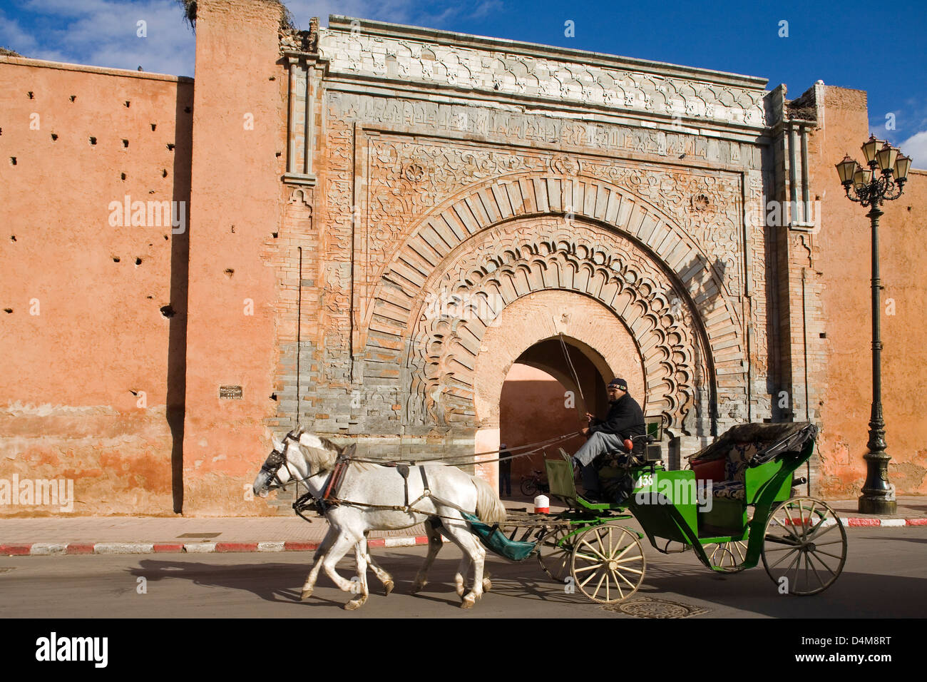 africa, morocco, marrakech, bab agnaou gate, horse-drawn carriage Stock ...