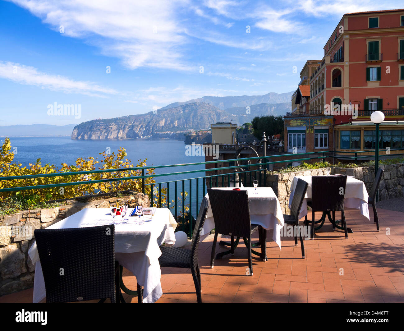 Beautiful terrace on the cliffs above the harbour in Sorrento Italy ...