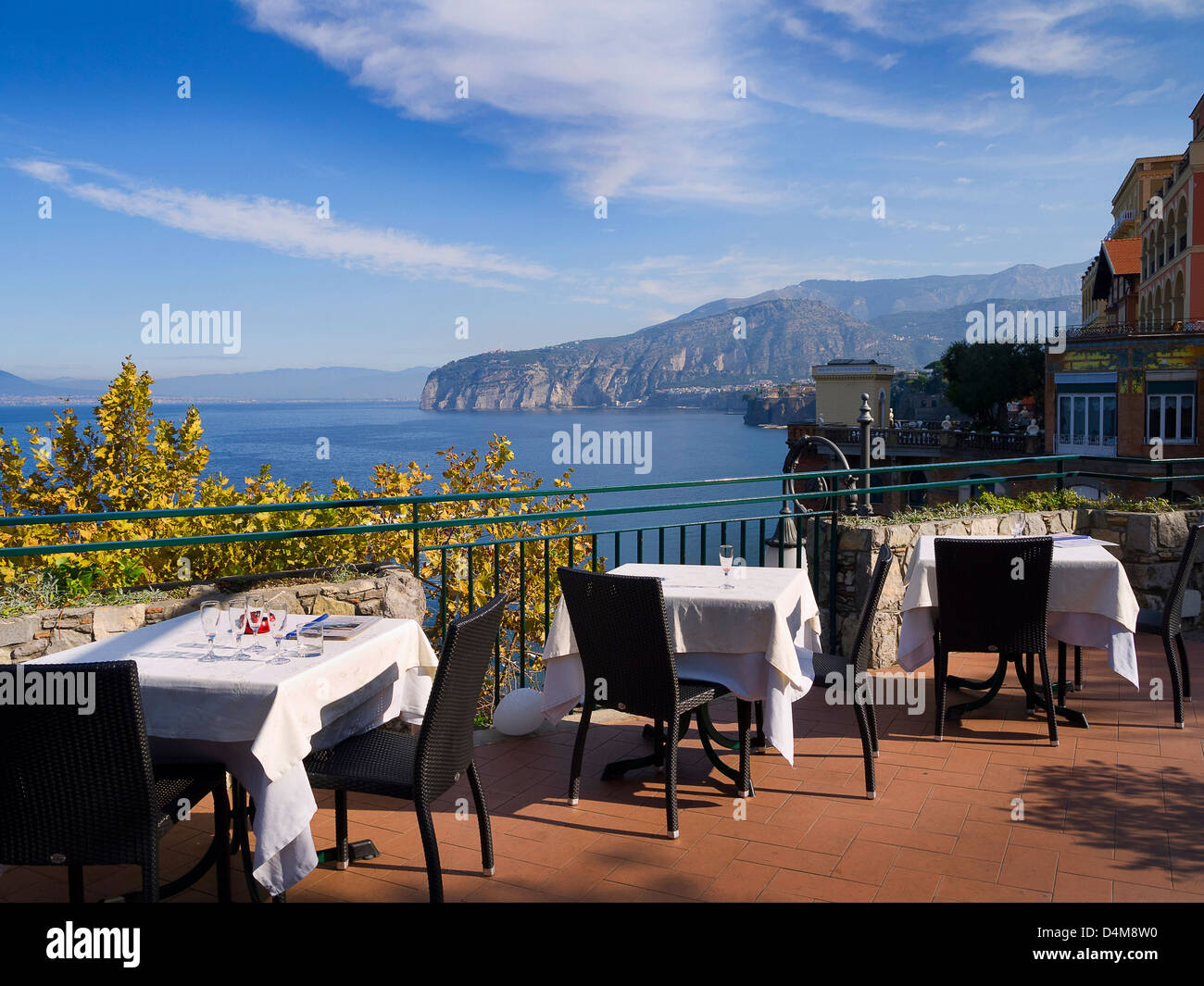 Beautiful terrace on the cliffs above the harbour in Sorrento Italy ...