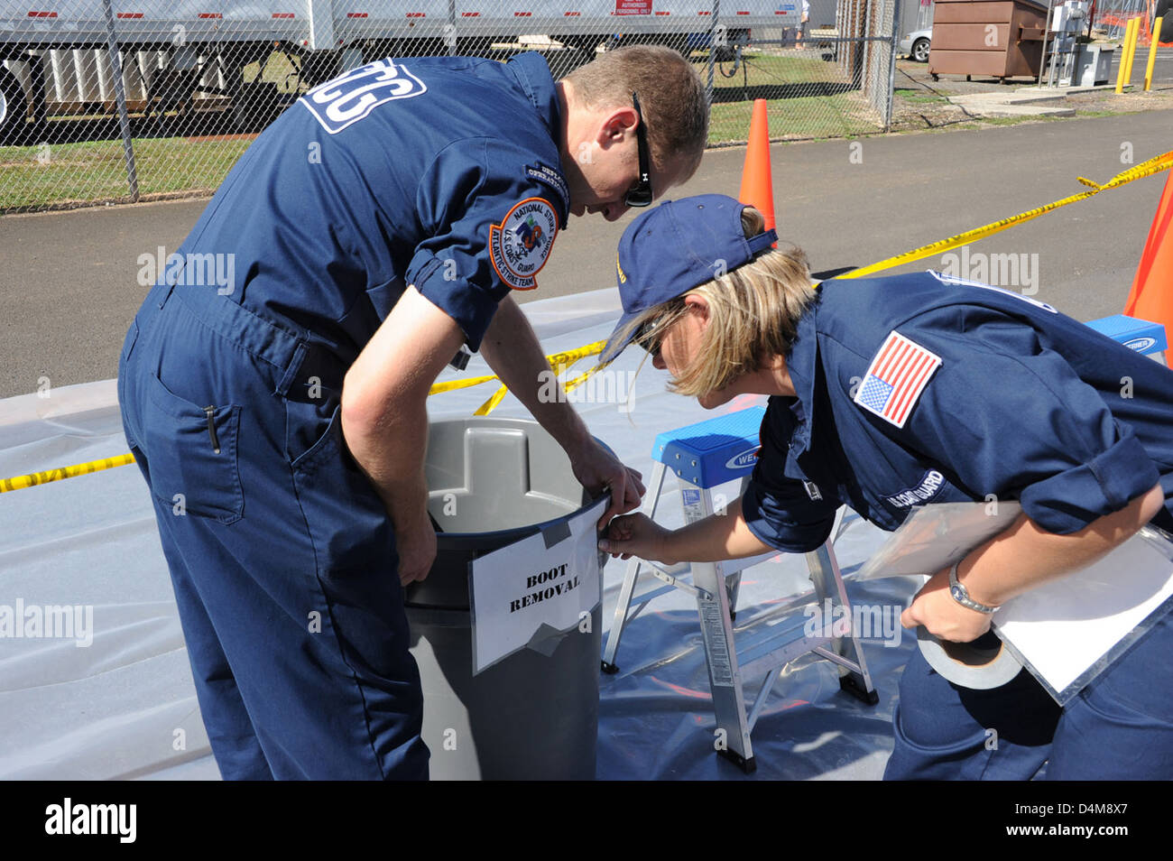 The U.S. Coast Guard's Hazmat and radiation teams set up a ...