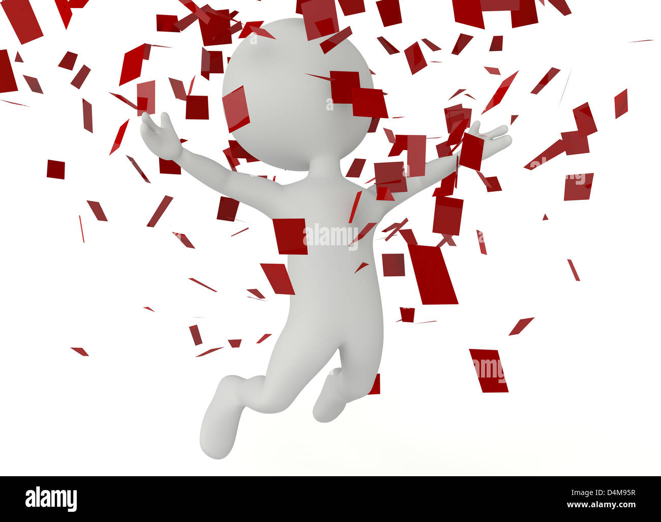 3d humanoid character jumping in the air on white Stock Photo - Alamy