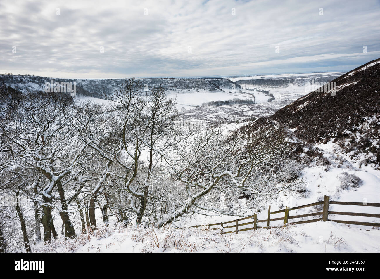 Snow over the Hole of Horcum in the North York Moors National Park ...