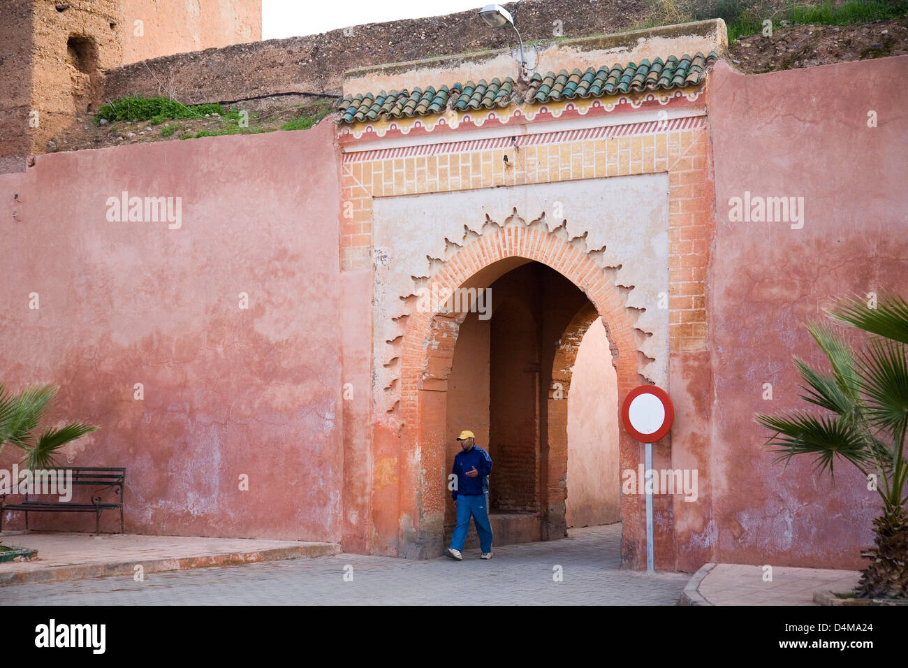 africa, morocco, marrakech, ancient walls, gate, entrance to the kasbah ...