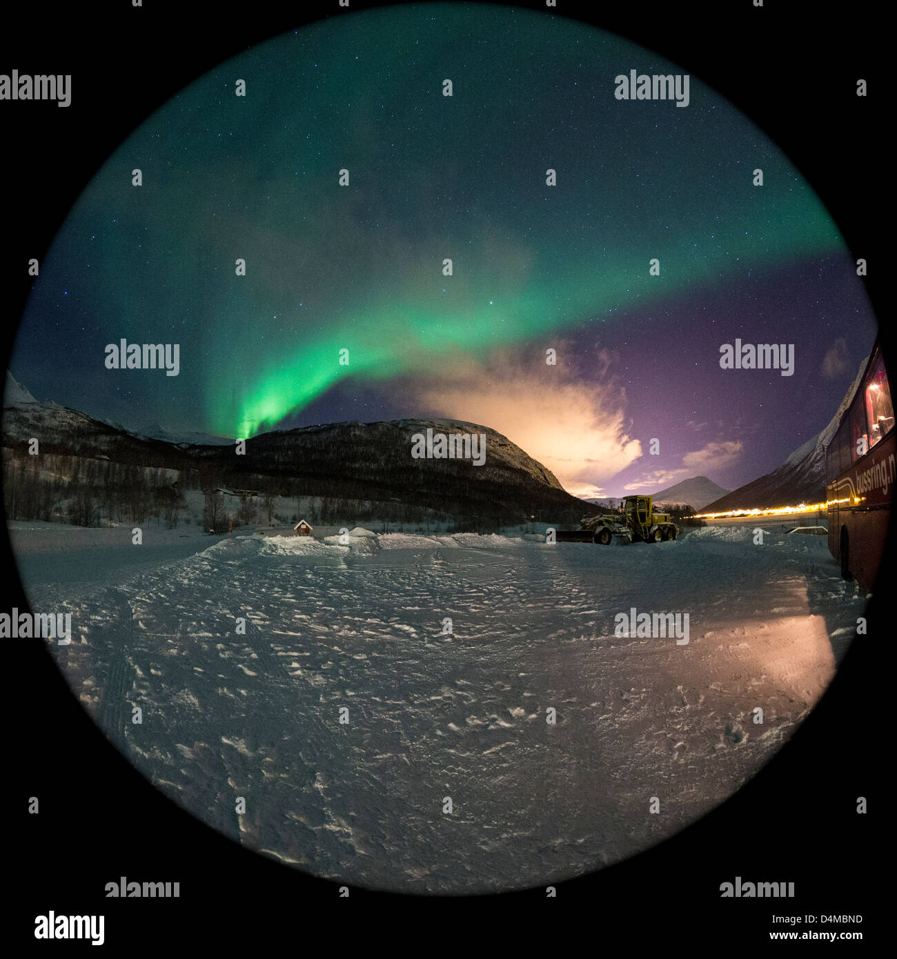 Fisheye photograph of the Northern Lights Stock Photo - Alamy