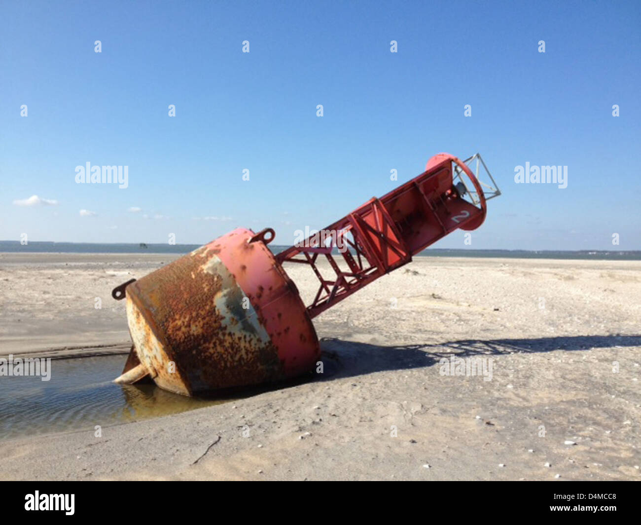 A navigation buoy marks specific locations for maritime navigation ...