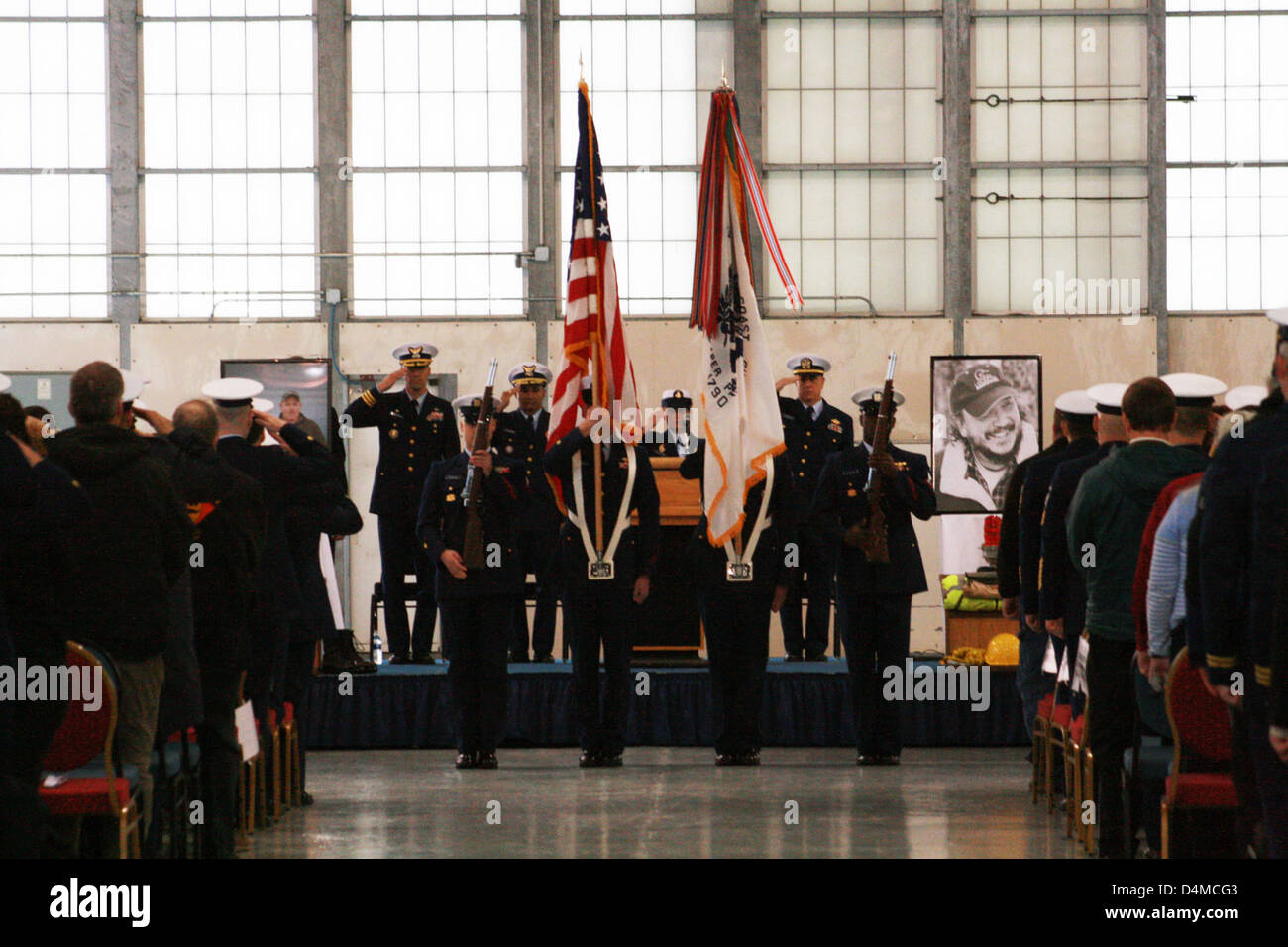 Presentation of colors during a memorial service Stock Photo - Alamy