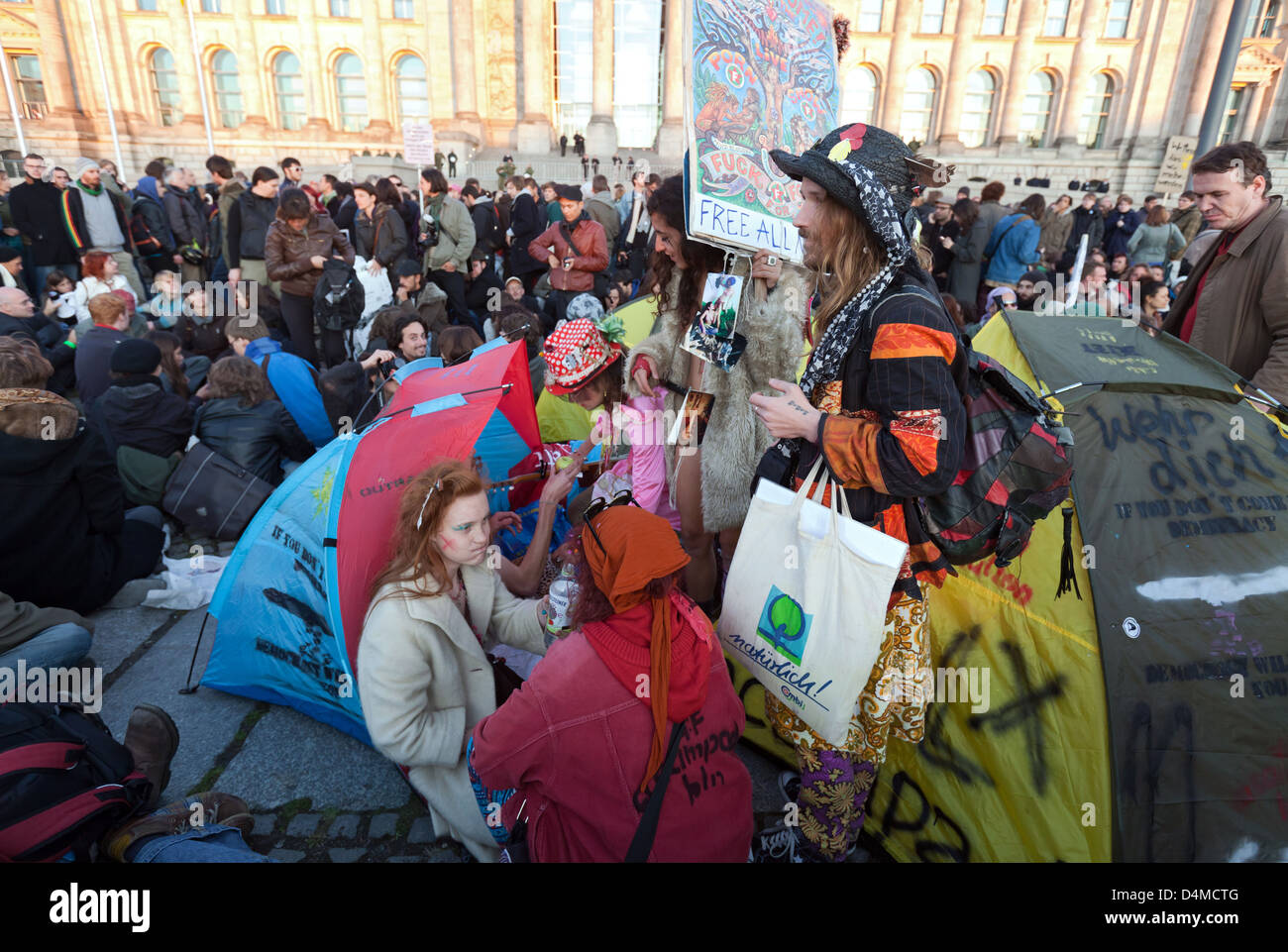Berlin, Germany, Occupy movement in front of the Reichstag Stock Photo ...