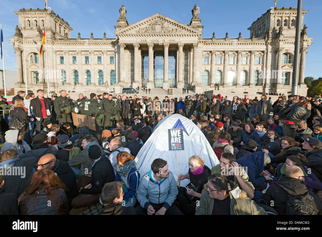 Berlin, Germany, Occupy movement in front of the Reichstag Stock Photo ...