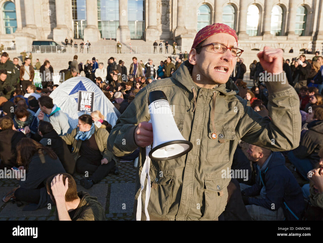 Berlin, Germany, Occupy movement in front of the Reichstag Stock Photo ...