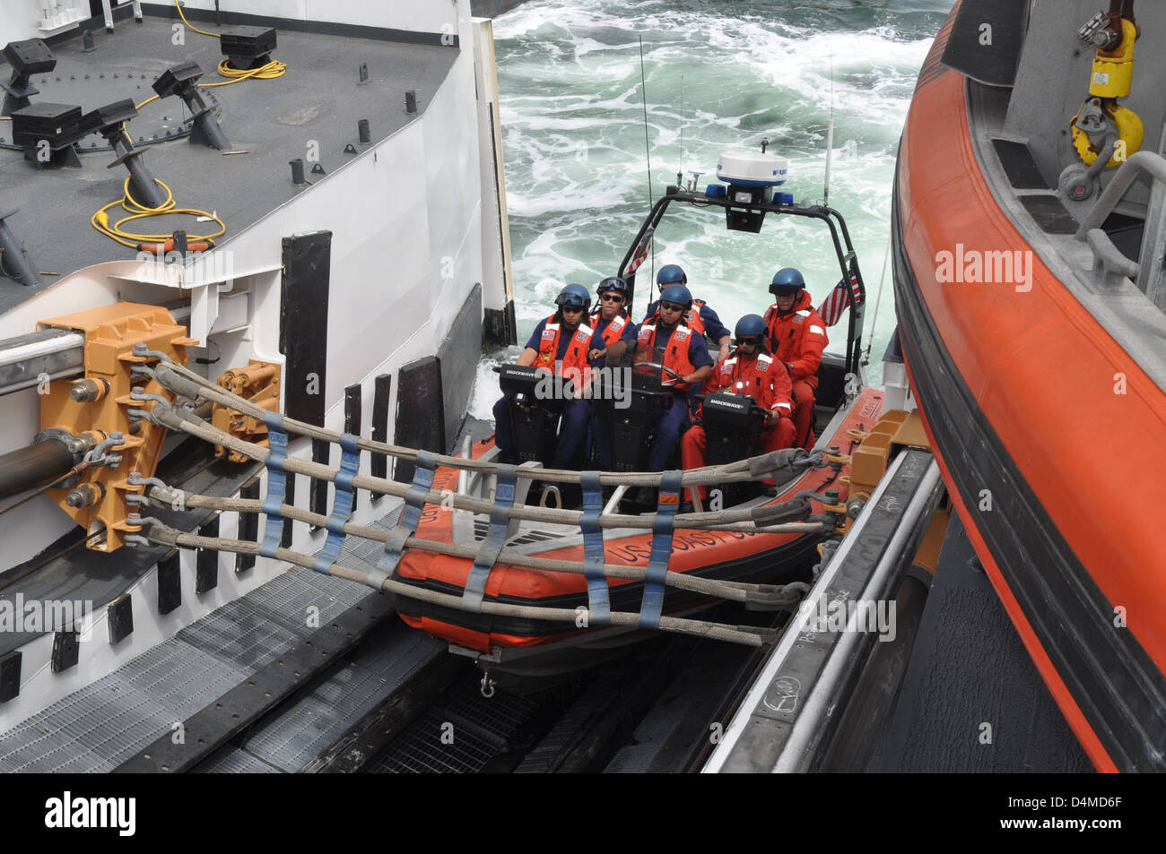 Rescue boat launch procedure hi-res stock photography and images - Alamy