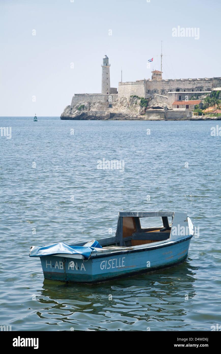 Havana, Cuba, harbor with fishing boat Stock Photo - Alamy