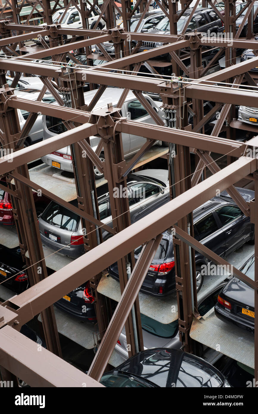 Cars stacked up in a multi-level car park in Chelsea Stock Photo - Alamy