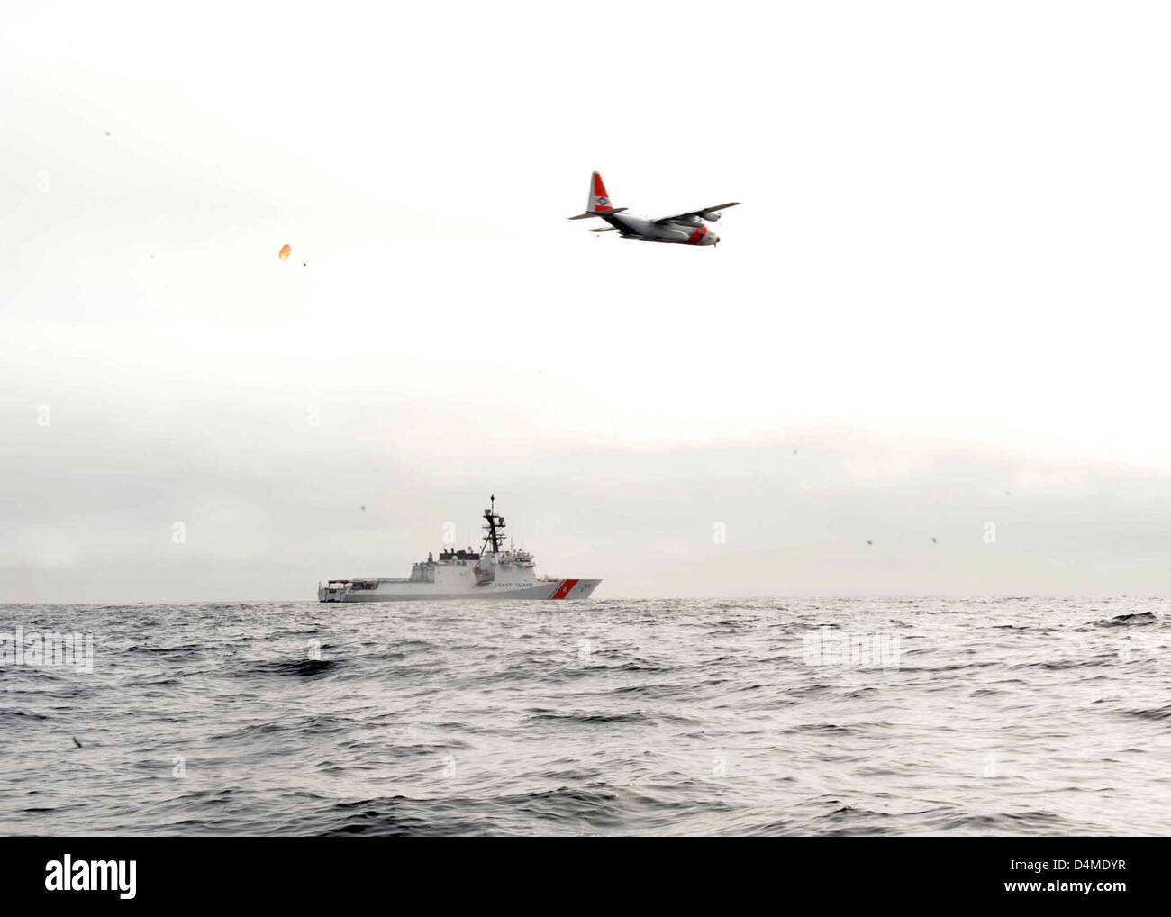 The HC-130H aircraft from the Coast Guard Cutter Bertholf conducted a ...