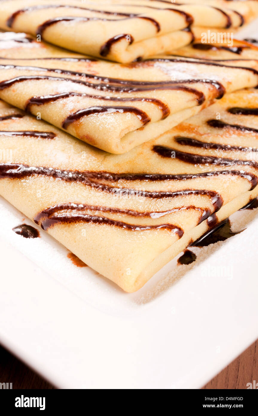 Selective focus on the front pancake Stock Photo - Alamy