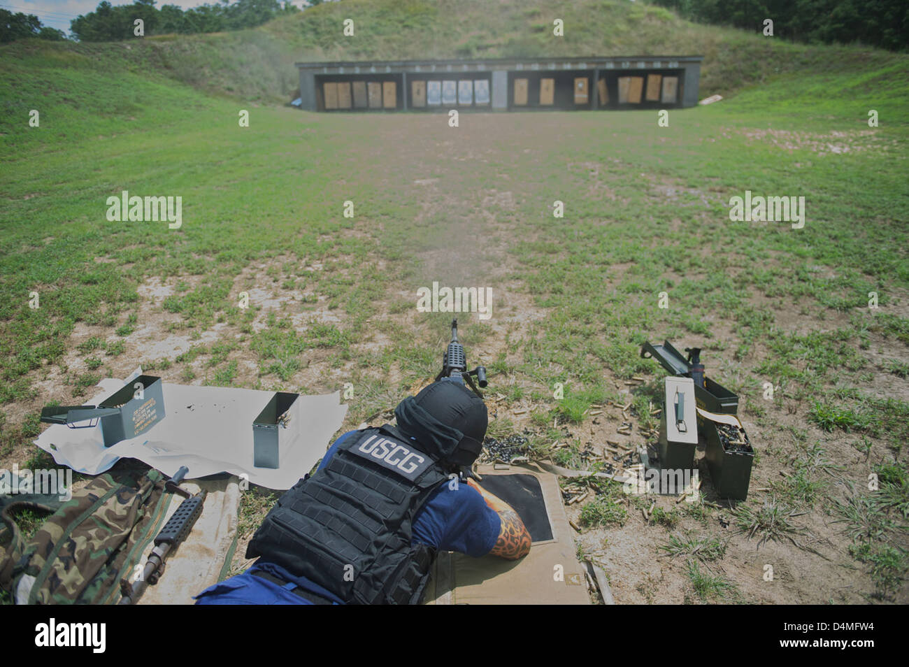 The U.S. Coast Guard conducted firearm proficiency training as part of ...