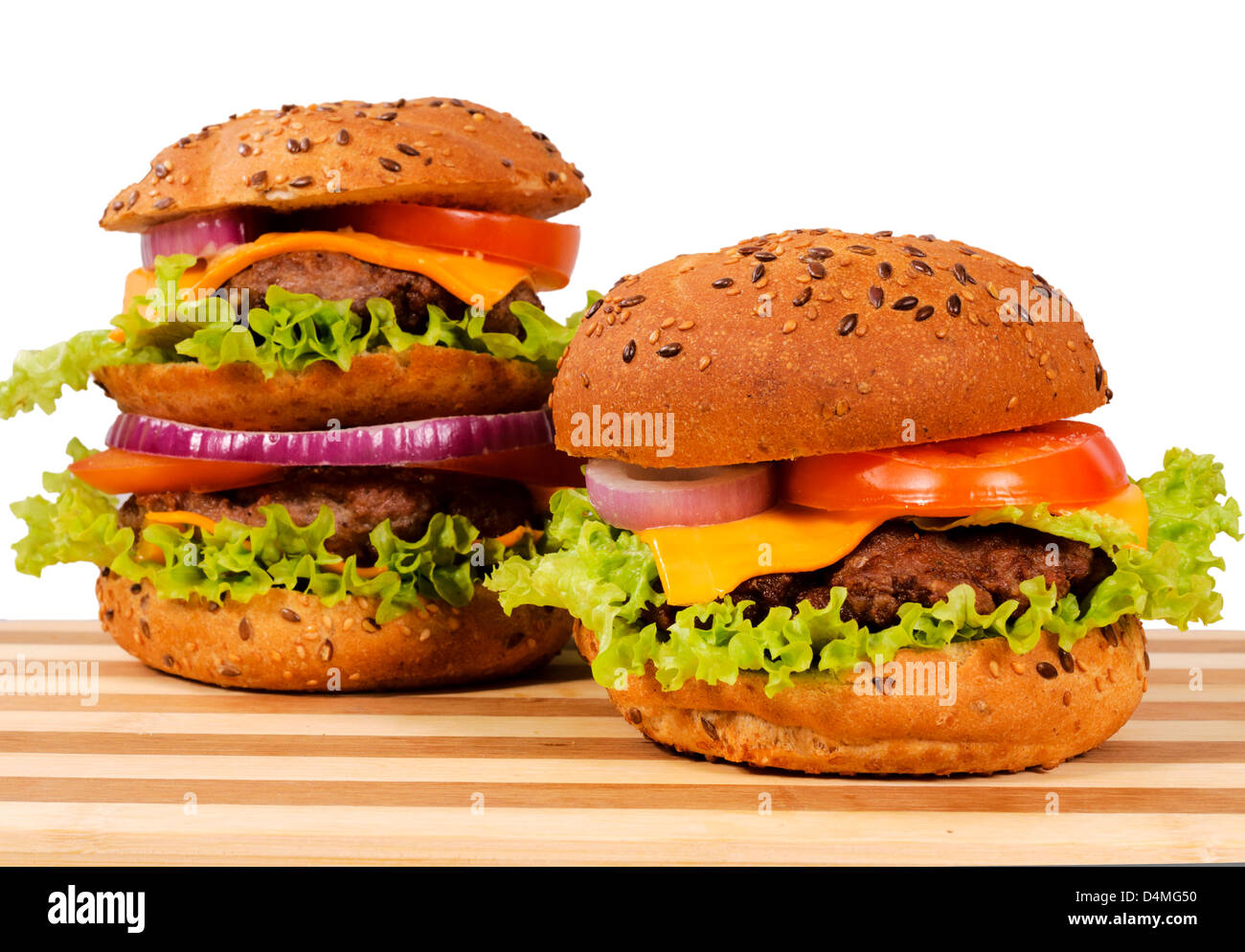 Pair of burgers isolated on white Stock Photo - Alamy