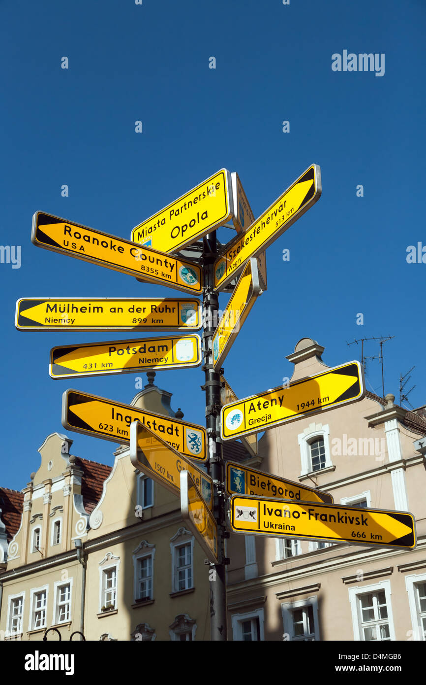 Opole, Poland, direction signs marking the numerous ...