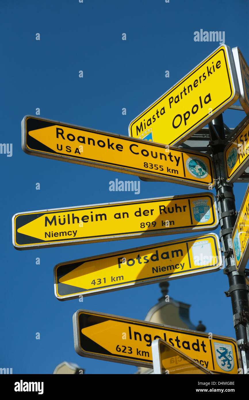 Opole, Poland, direction signs marking the numerous ...