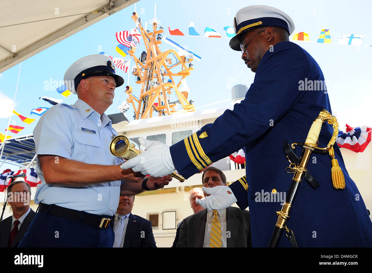 Marking the first watch for Coast Guard Cutter Richard Etheridge Stock ...
