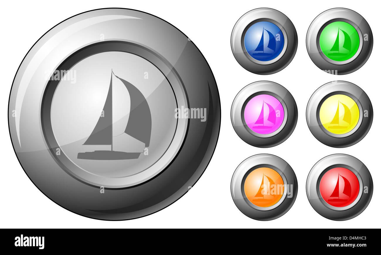 Sphere button boat set on a white background. Vector illustration Stock ...