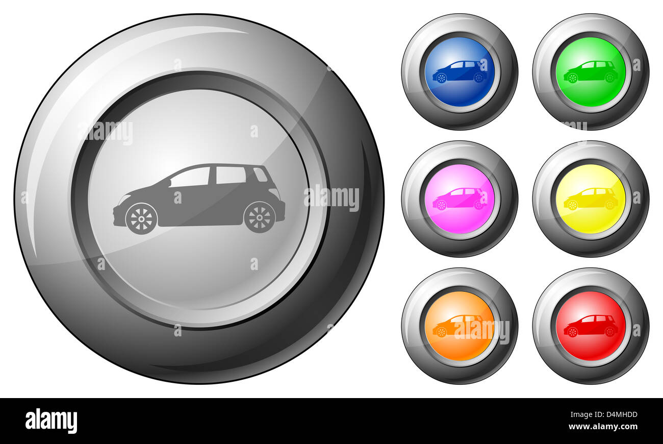 Sphere button car set on a white background. Vector illustration Stock ...