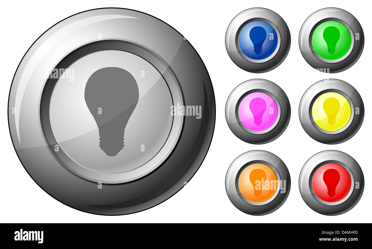 Sphere button bulb set on a white background. Vector illustration Stock ...