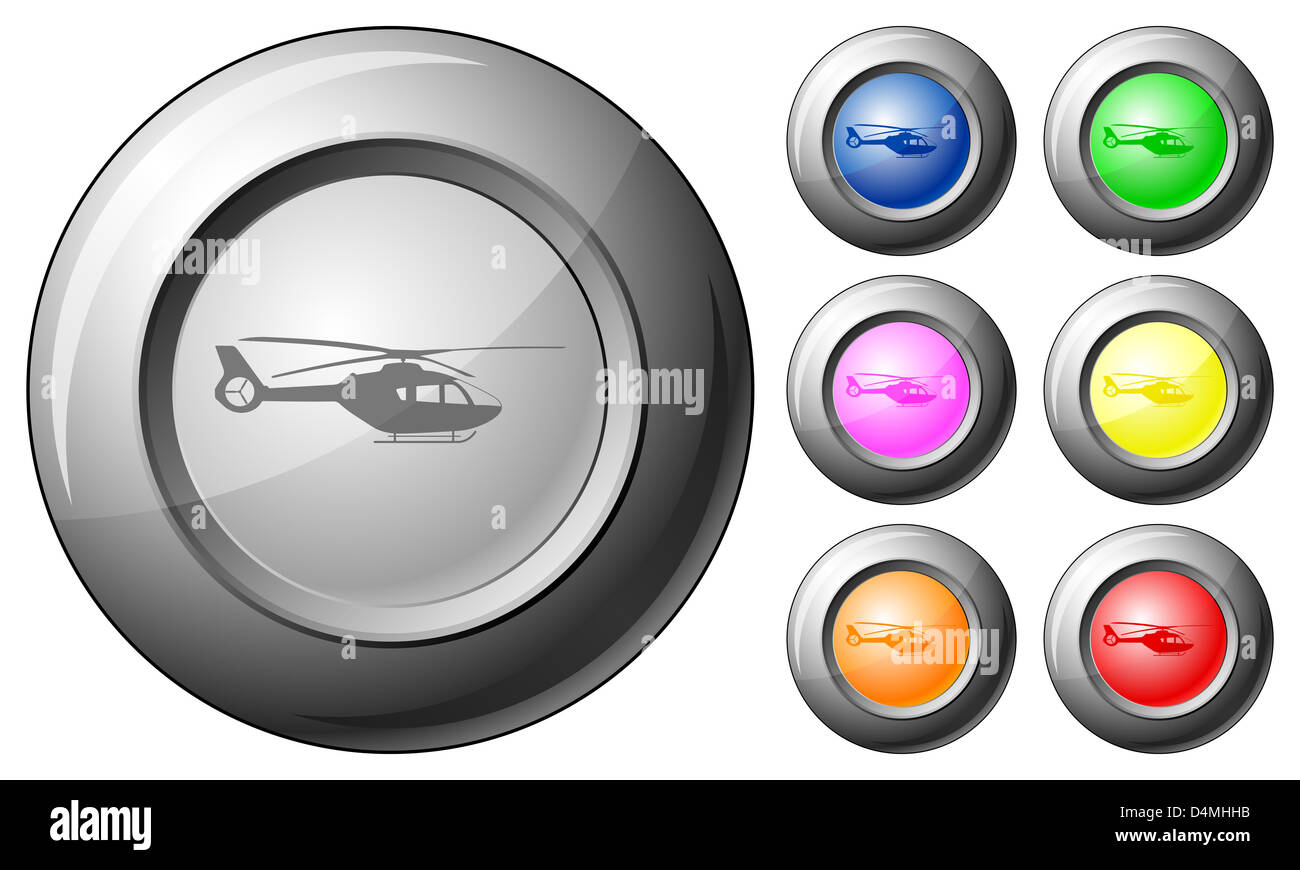 Sphere button helicopter set on a white background. Vector illustration ...