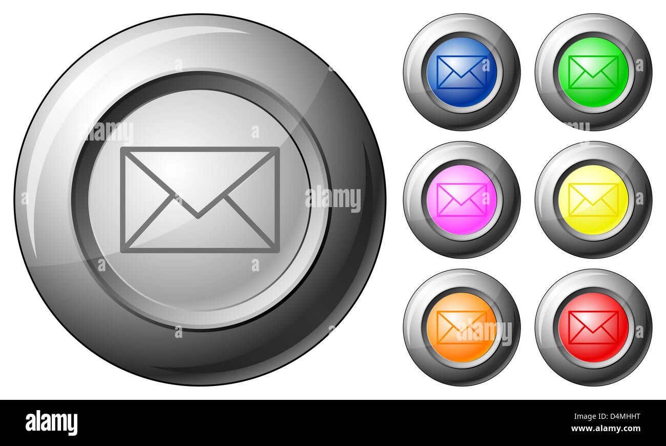 Sphere button mail set on a white background. Vector illustration Stock ...