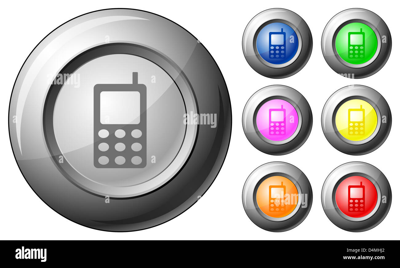 Sphere button mobile phone set on a white background. Vector ...