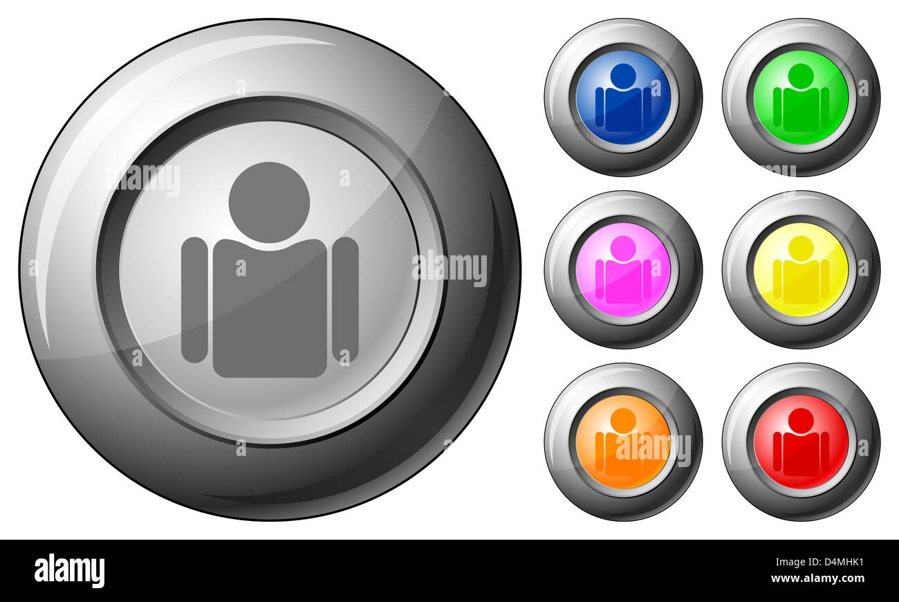 Sphere button person set on a white background. Vector illustration ...
