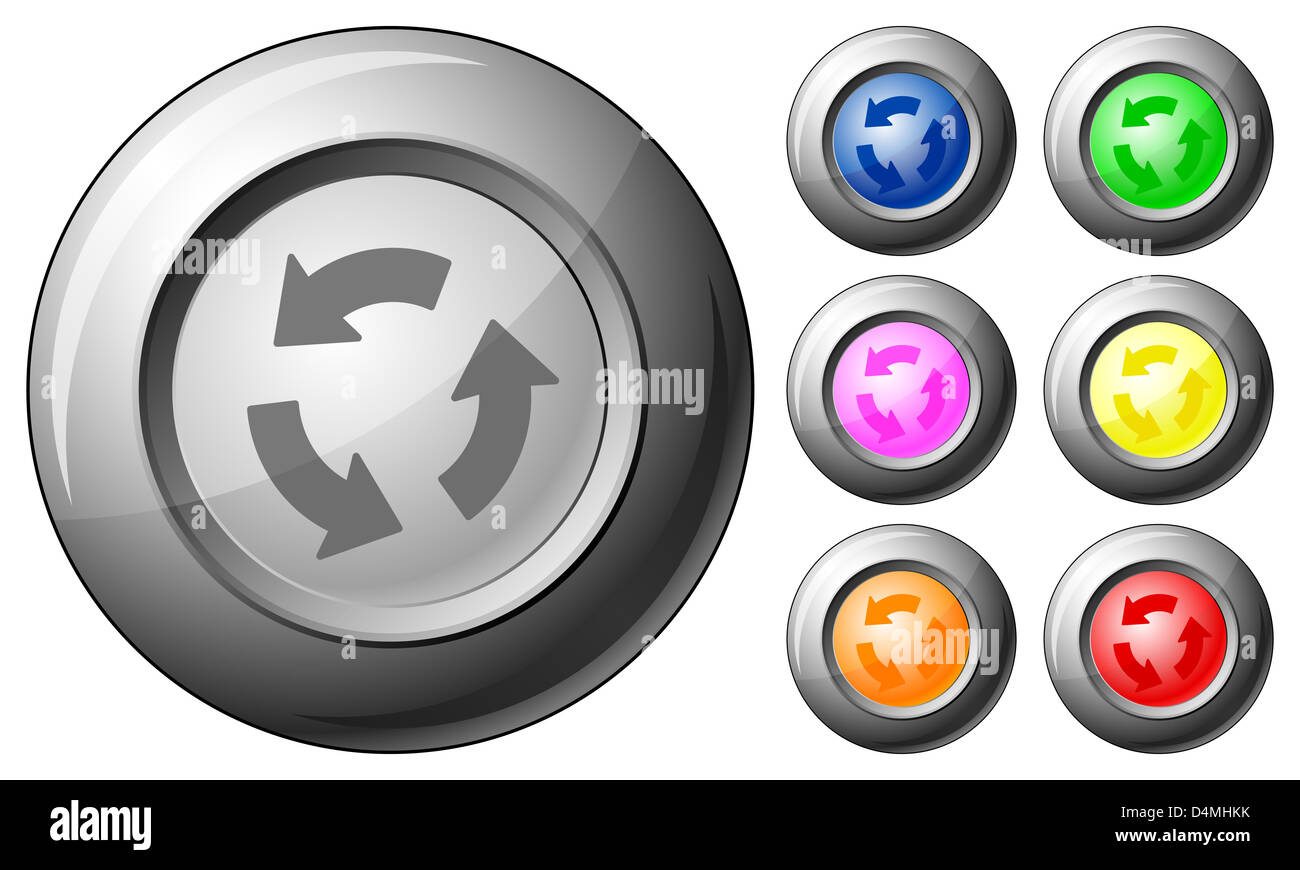 Sphere button recycle set on a white background. Vector illustration ...