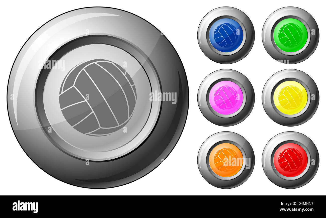 Sphere button volleyball set on a white background. Vector illustration ...