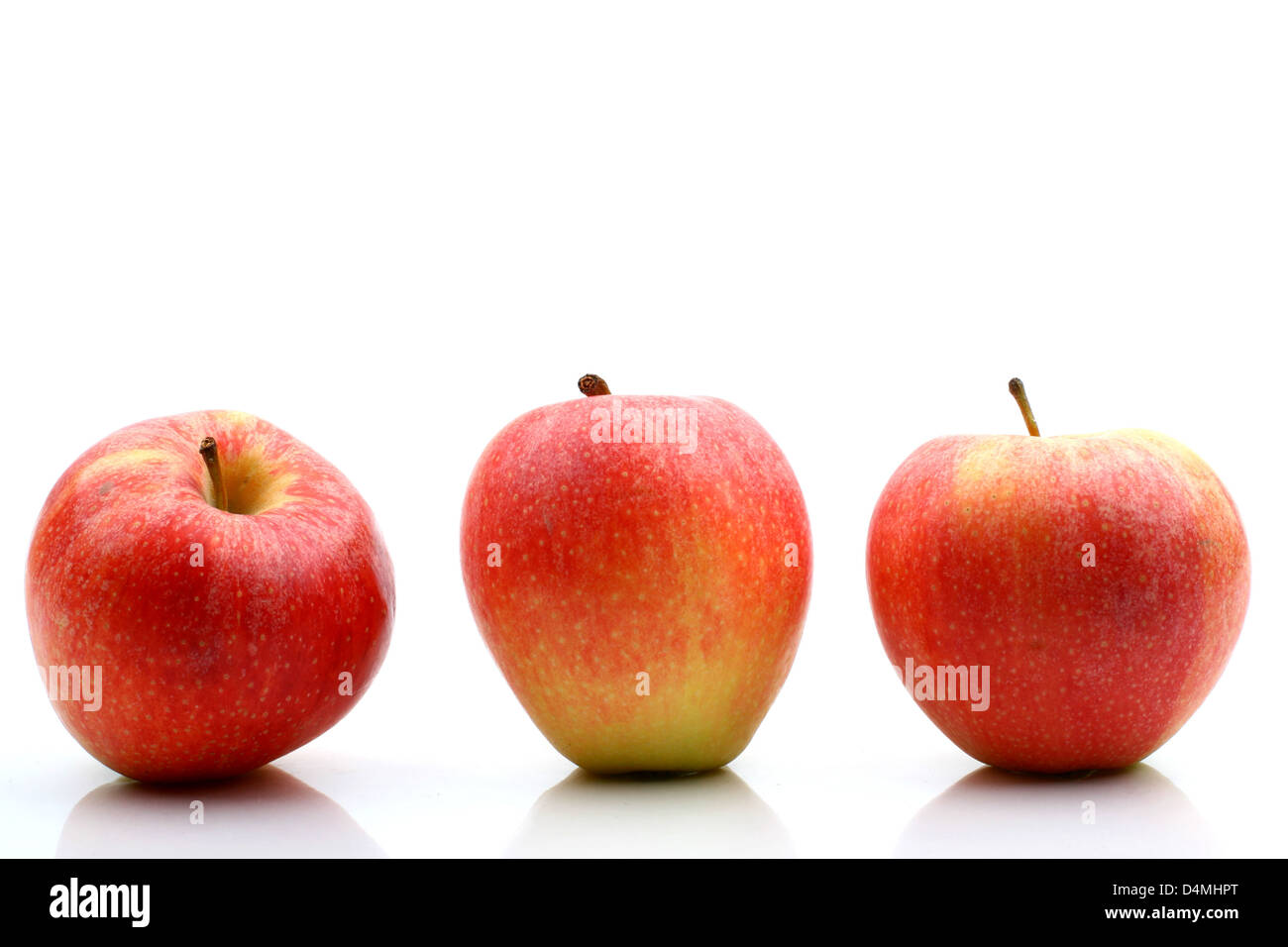 three apple isolated on white background Stock Photo - Alamy