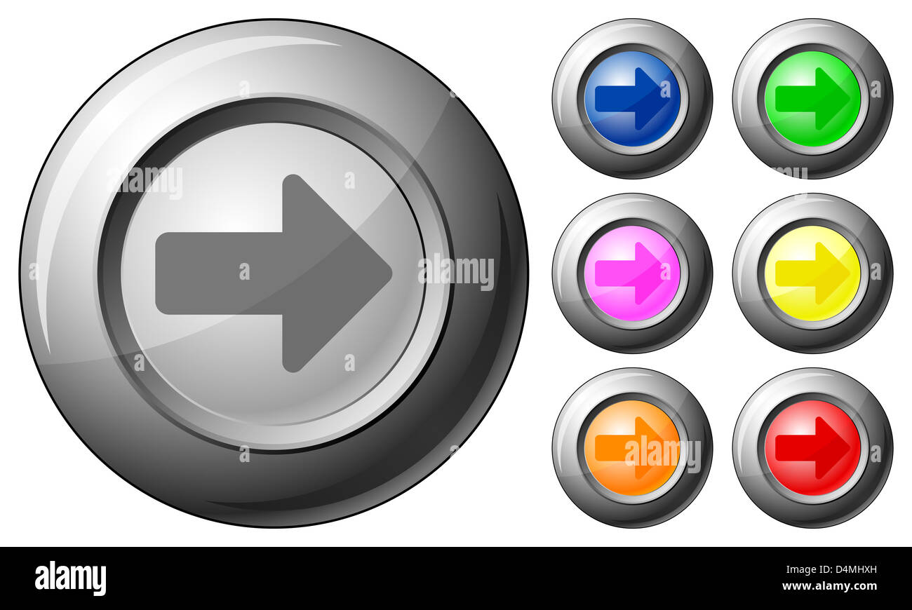 Sphere button arrow right set on a white background. Vector ...