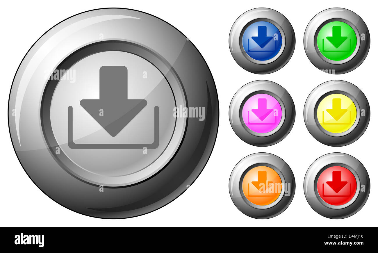 Sphere button download set on a white background. Vector illustration ...