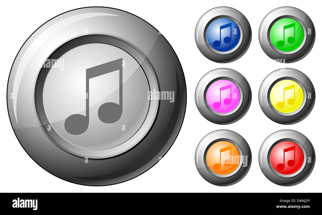 Sphere button music note set on a white background. Vector illustration ...