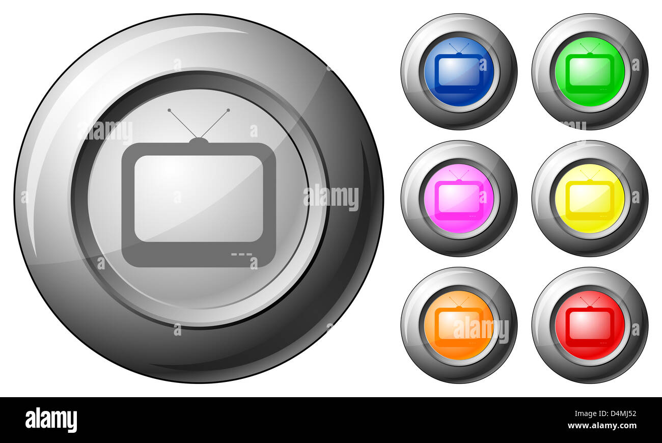 Sphere button TV set on a white background. Vector illustration Stock ...